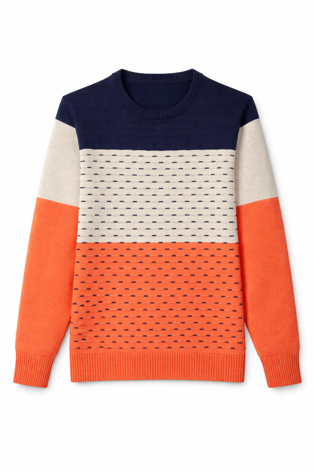 Colorblock Knit Sweater – Navy, Cream & Rust – ZiveCollection